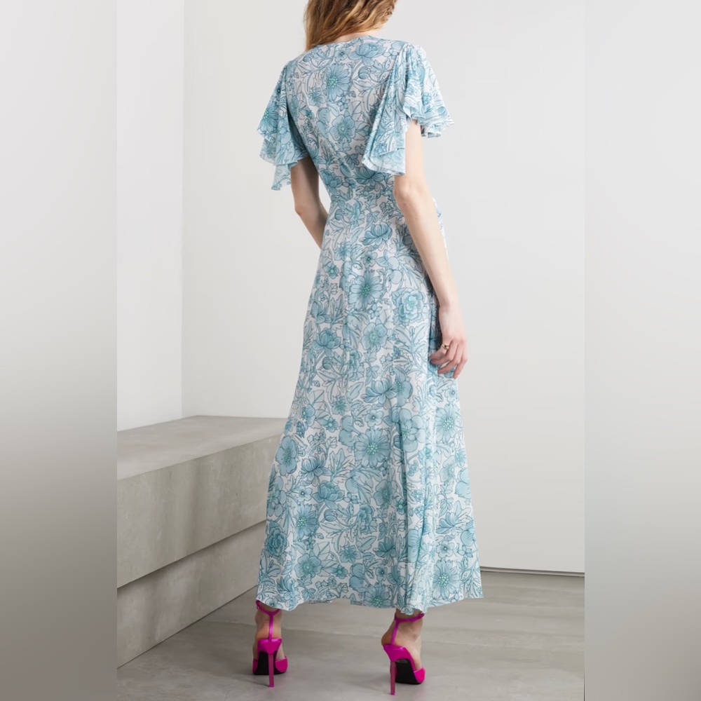 Vampires Wife Blue And White Floral Dress - Gem